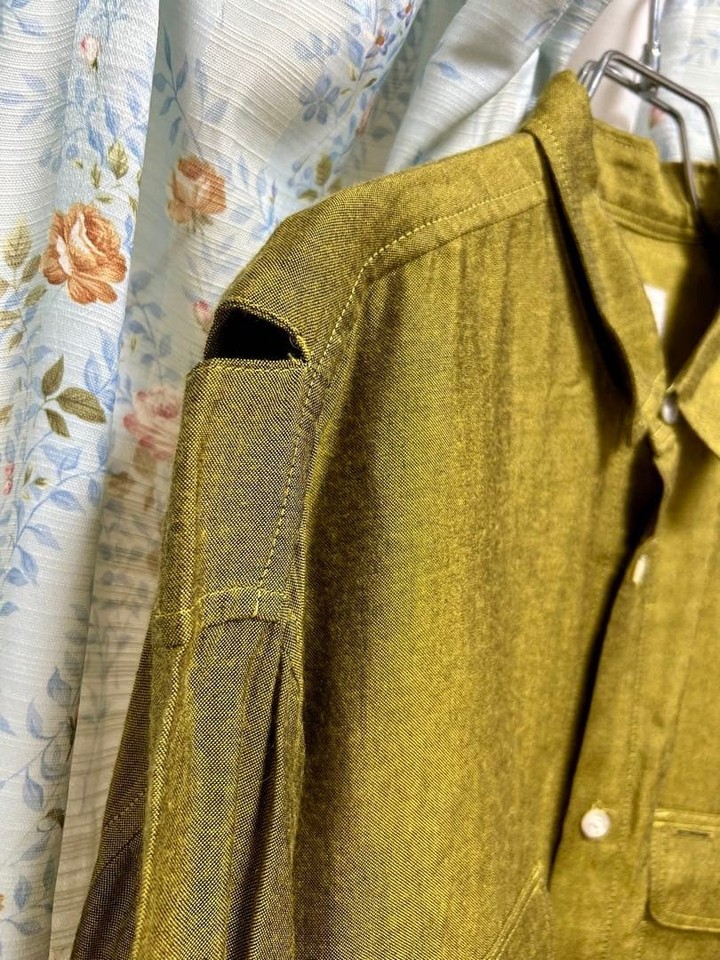 USED YOHJI YAMAMOTO EARLY MODEL, MODIFIED CUTWORK SHIRT, DARK GREEN ...