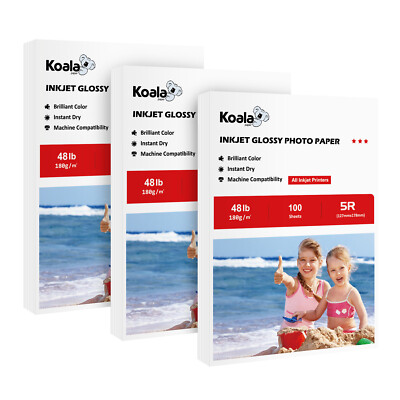 300 Sheets Koala Premium Photo Paper 5x7 Glossy 48lb 180g Inkjet Epson ...