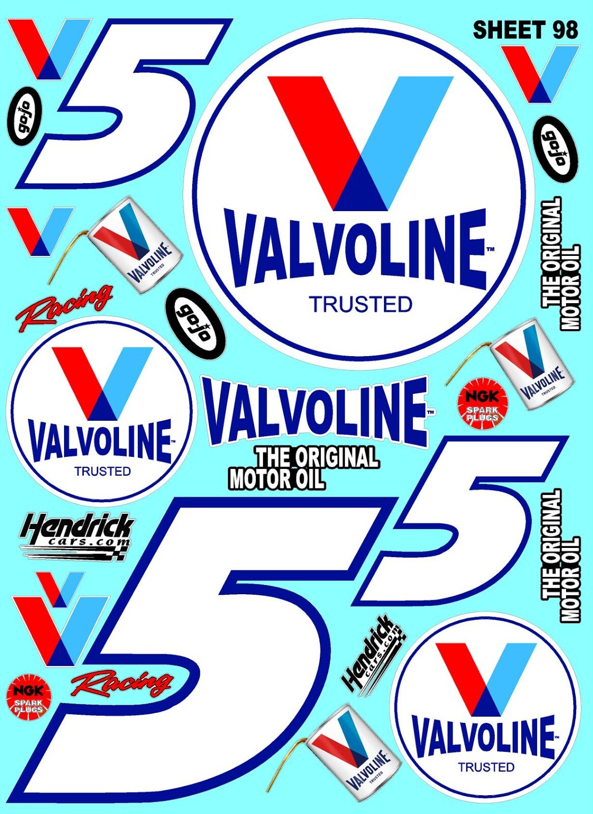 WHITE VINYL RACING Sticker SHEET 98-R/C MODEL Die-cut-Peel&StickDecals ...