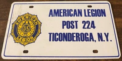 American Legion Post 224 Ticonderoga New York Booster License Plate ...