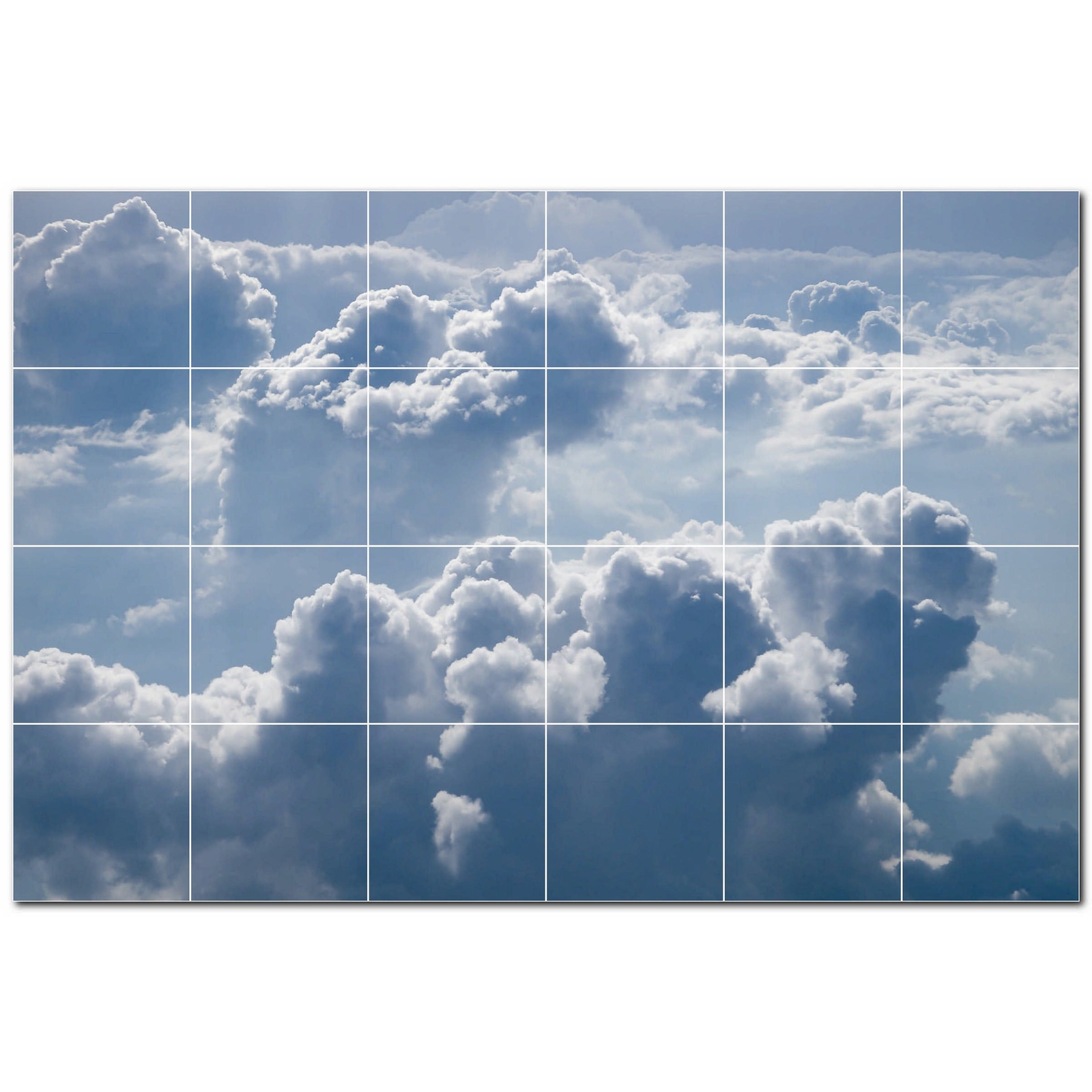 Clouds Ceramic Tile Wall Mural PT500394. 48" W x 32" H (24) 8x8 tiles ...