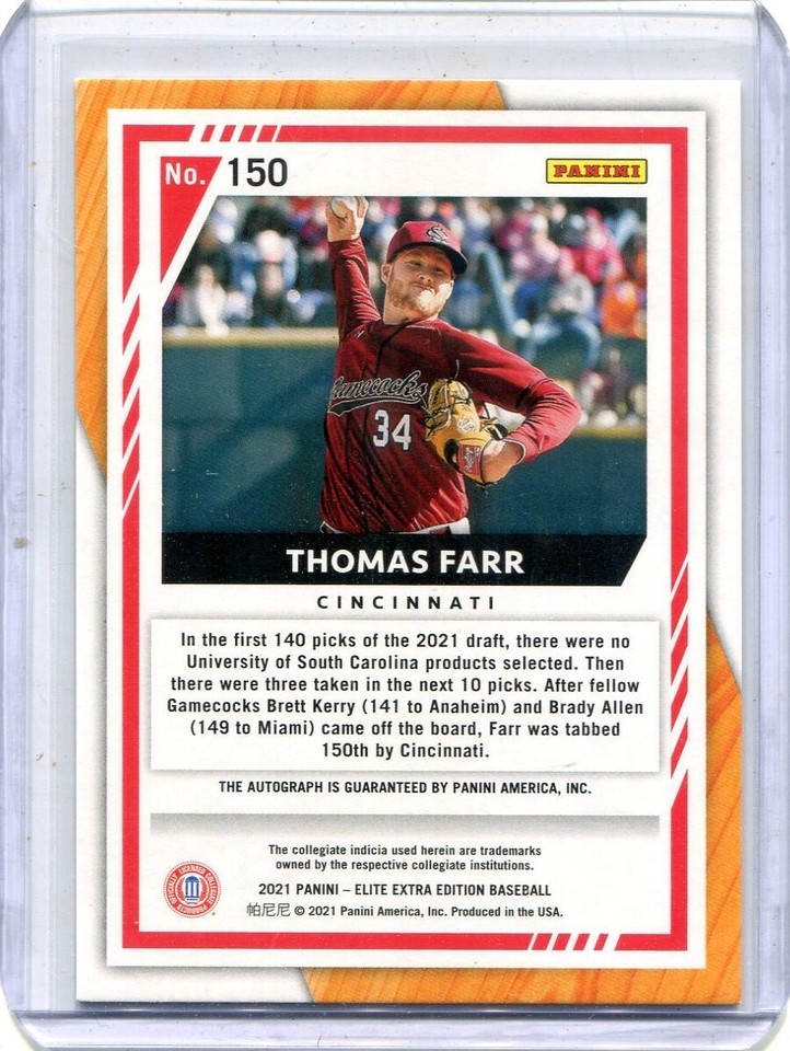 2021 Panini Elite Extra Edition Thomas Farr Auto Cincinnati Reds | eBay