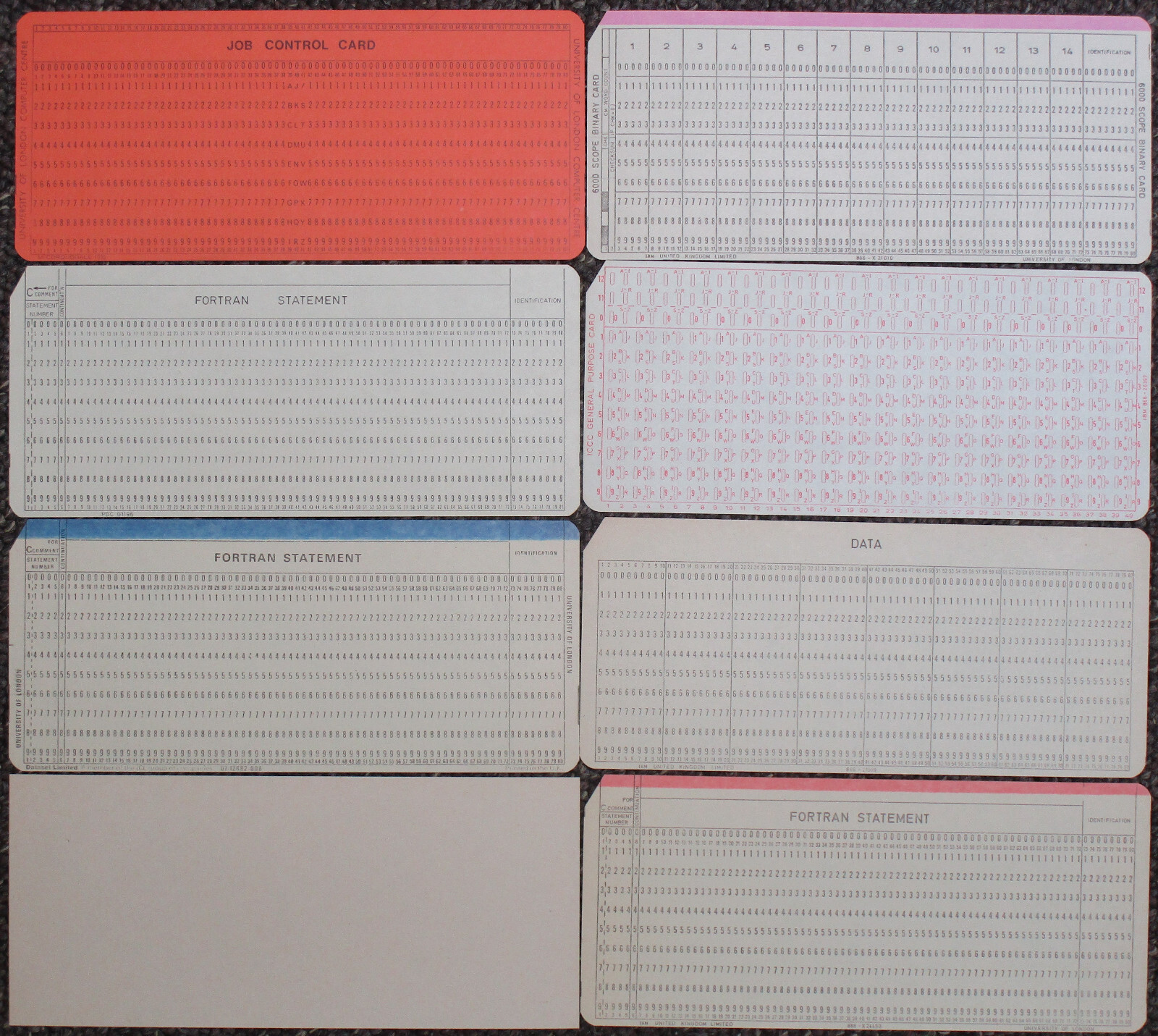 Vintage unused computer punch cards - eight different | eBay