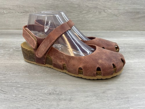 Bionatura Women's Sandal Mary Jane Distressed Leather Footbed 8 Brown ...