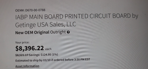 Datascope Maquet CS300 IABP MAIN CPU BOARD Getinge 0670-00-0788 for ...