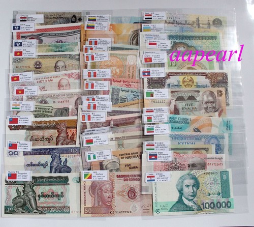 Lots 50 Different World Banknotes Foreign Notes + 50 Pcs Currency ...