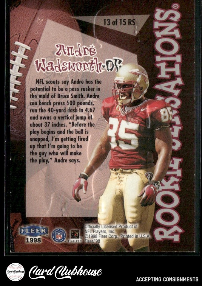 1998 Fleer Tradition Rookie Sensations #13 RS Andre Wadsworth | eBay