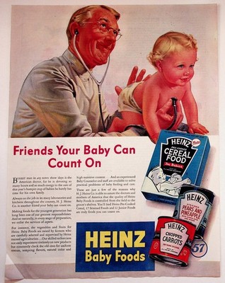 Heinz Baby Foods Vintage Print Advertisement 1940s Nursery Art | eBay