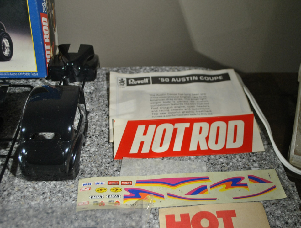 REVELL HOT ROD '50 AUSTIN COUPE #7120 1/25 FACTORY MODEL KIT 1985 Open ...