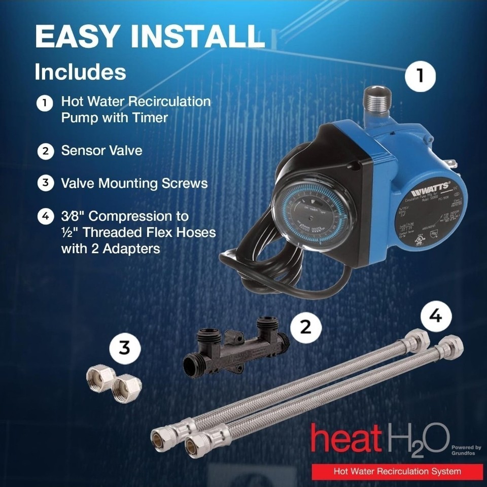 Watts Heat H20 HWRS-WH Hot Water Recirculation System 24 Hr ...