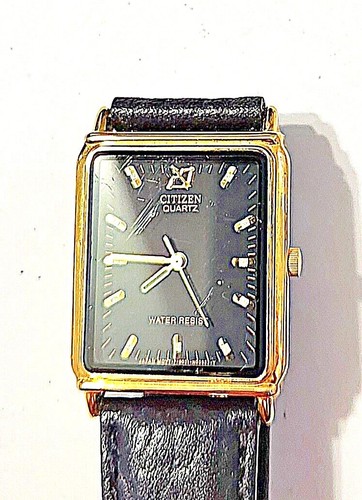CITIZEN THIN RECTANGULAR WRISTWATCH WITH BLACK FACE | eBay
