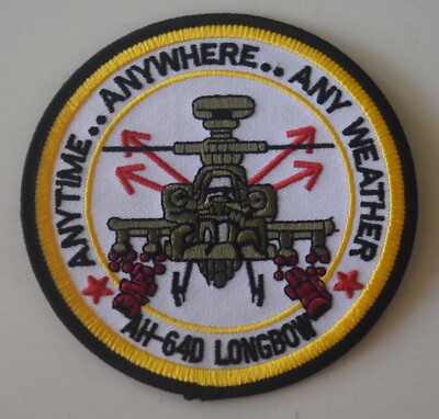 US Army AH-64D Longbow Aviation Attack Helicopter "ANYTIME..ANYWHERE.." Patch | eBay