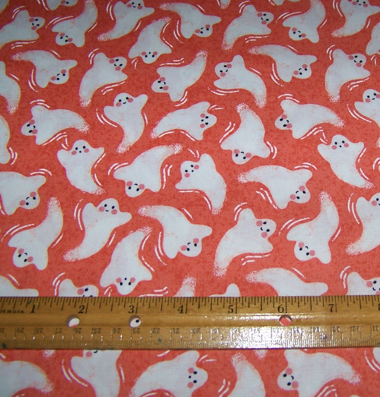 1 yd MODA Hey Boo WHITE GHOSTS on PUMPKIN ORANGE 100% Cotton Fabric ...