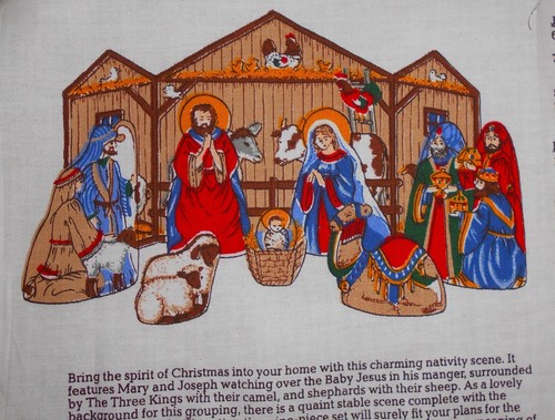 Fabric Panel Christmas 12 1/2" NATIVITY SCENE MANGER 3D By Cranston Is ...