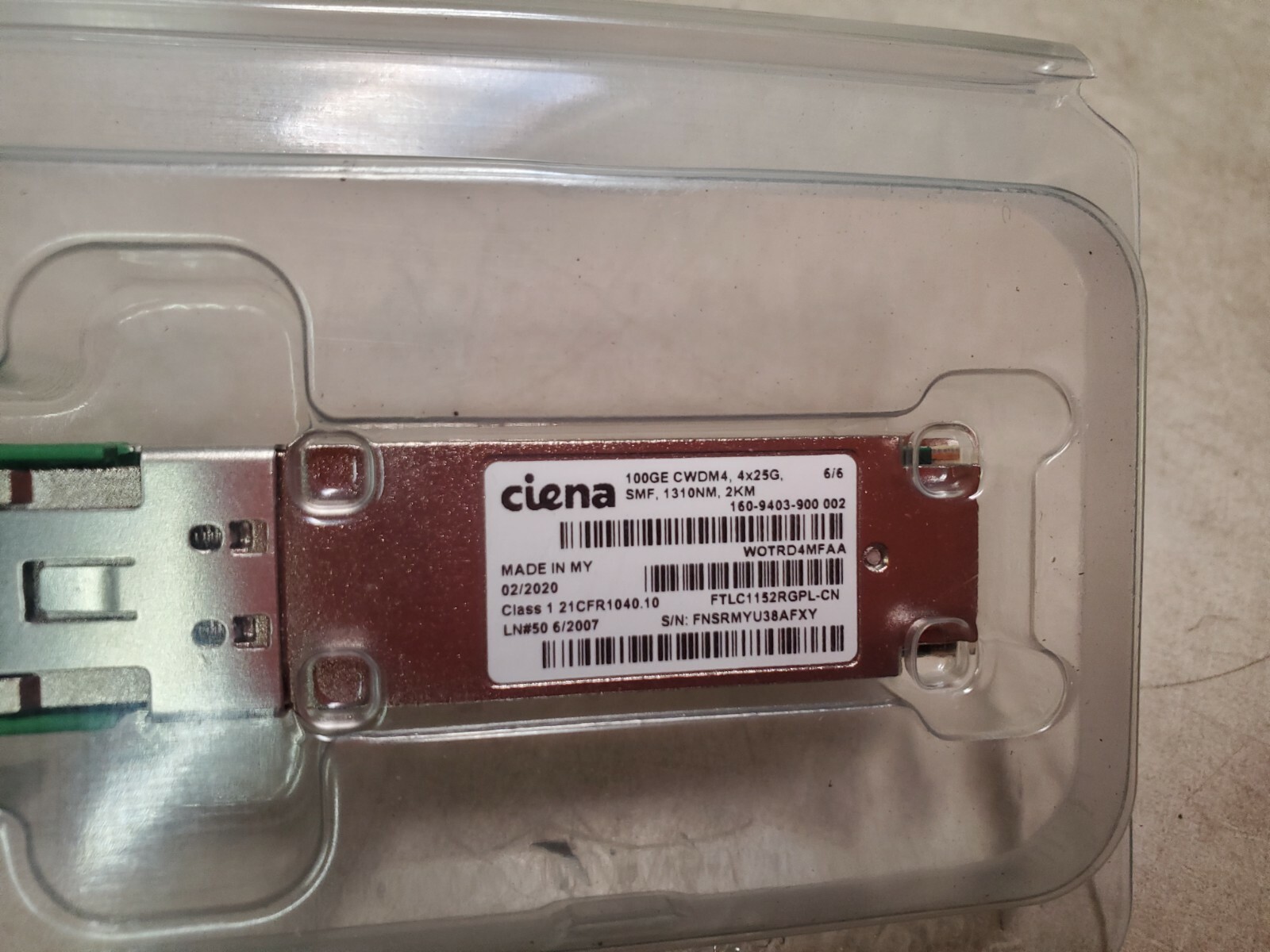 160-9403-900 Ciena (100GBase-CWDM4) Optical Transceiver New Open Box # ...