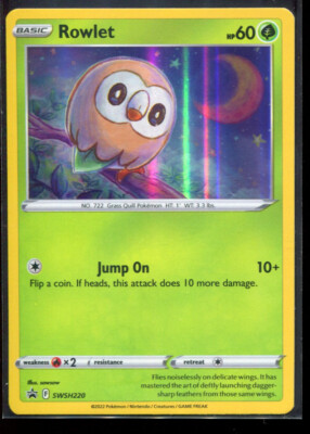 Rowlet SWSH220 Black Star Promo Holo LP Pokemon Card | eBay