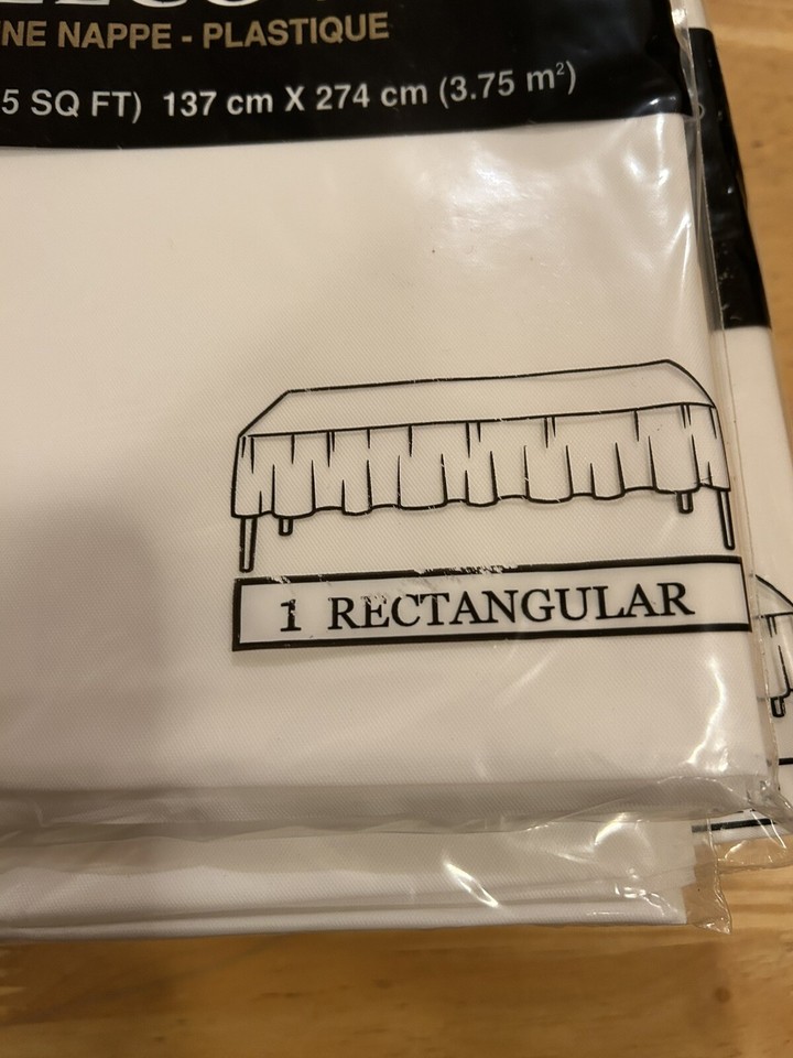 8 Count Amscan Plastic Table Cover Rectangular 54’x108 Frosty White New ...