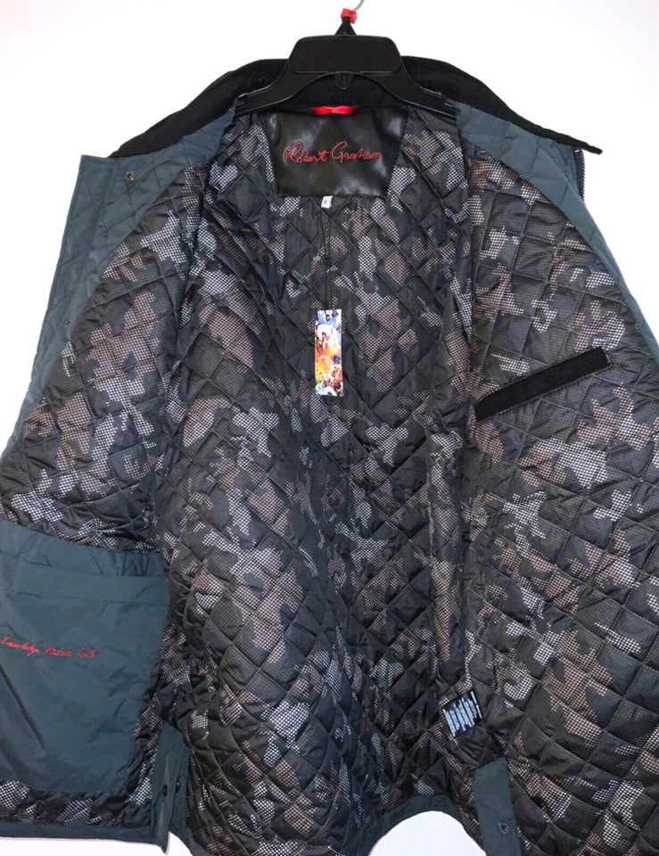Robert Graham Quilted Jacket Coat Slate Blue Model RGF22R81 $398 Size ...