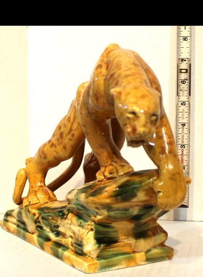 Vintage Mid Century Royal Haeger Tiger Leopard Ceramic Figurine MCM Set ...