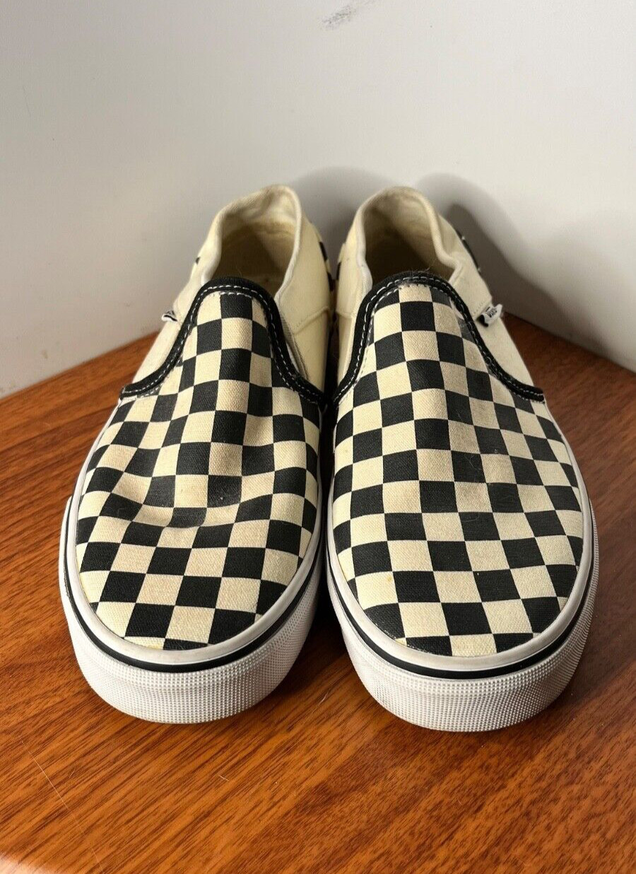 Vans Classic Slip-On Checkerboard Shoes Black/ White … - Gem
