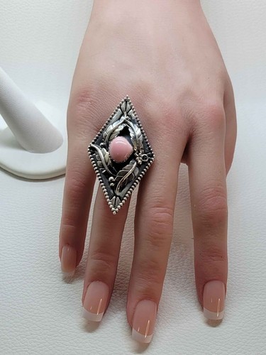 New Southwestern sterling silver Pink conch shell ring sz 8 1/4 | eBay