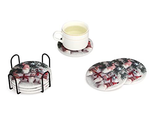 6 Pcs Ceramic Christmas Coasters Absorbent Coasters Drink Coasters With ...