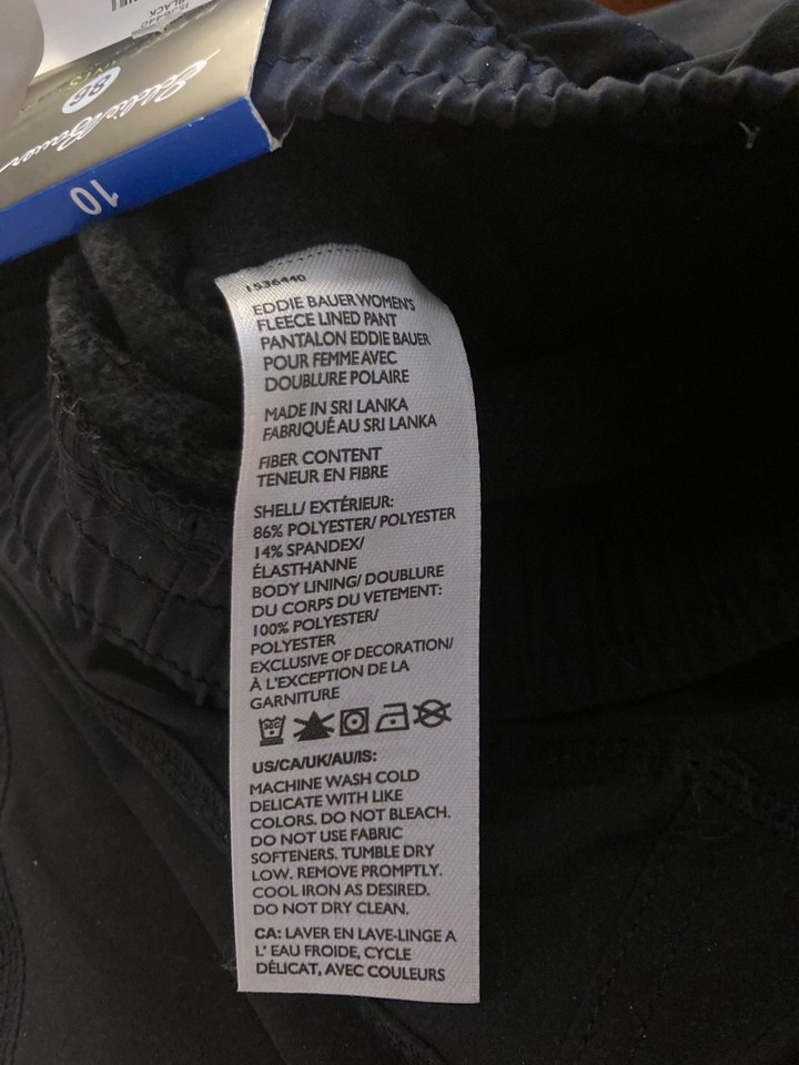 NWT Eddie Bauer Women's Fleece Lined Pants Size 10 Black Inseam 30” | eBay