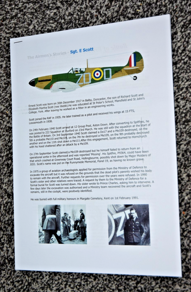 WW2 1940 battle of britain SPITFIRE P9364 Sgt Scott uk crash site ...