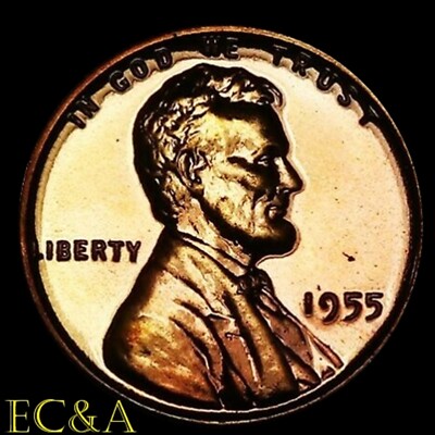 1955 LINCOLN CENT PROOF CHERRY RED PRISTINE NEAR FLAWLESS GEM (LIN045 ...
