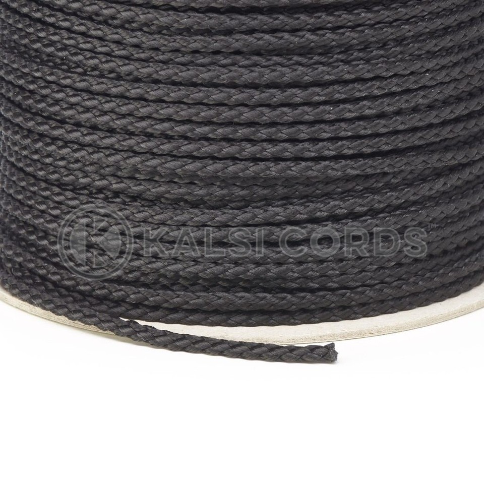 3MM THIN POLYPROPYLENE ROPE BRAIDED POLY CORD STRONG STRING IN BLACK ...