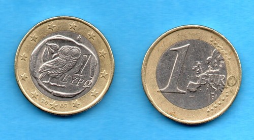 Greece 1€ Year 2007 Athenian Tetradrachm OWL Symbol of Wisdom & Luck ...