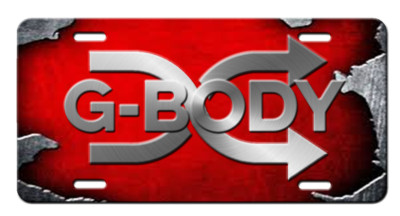 GM Cool G-BODY Shuffle Vanity Aluminum License Plate Silver Red Steel ...