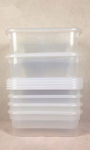 6x 10L Stack & Store Storage Box Container Stacking Organizer Box w Lid ...