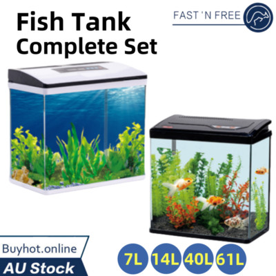 Aquarium Fish Tank LED Light Top Filter Silent Pump Complete Set 7L 24L ...