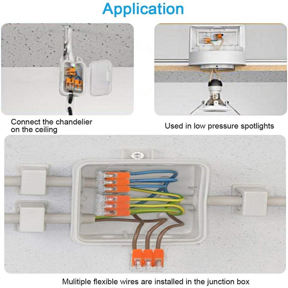 90x For Wago 221 Electrical Connectors Wire Block Clamp Terminal Cable ...
