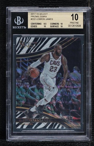 2017-18 Panini Select Courtside Zebra Prizm LeBron James #222 BGS 10 ...
