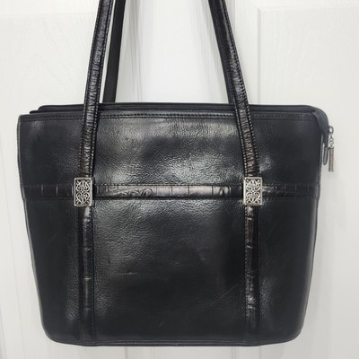 BRIGHTON Vintage Black Leather Berkeley Structured Shoulder Handbag ...