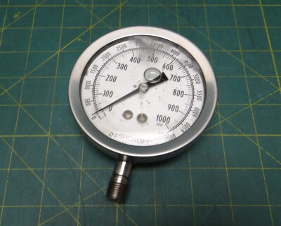 Ashcroft 35-1009AWL-02L-1000#/7000kPa Duralife Gauge 3.5" 0-7000 kPa 0-1000 PSI | eBay
