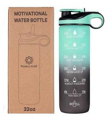 Motivational Water Bottle with Time Marker, 32 Oz Water Bottle, Sports ...