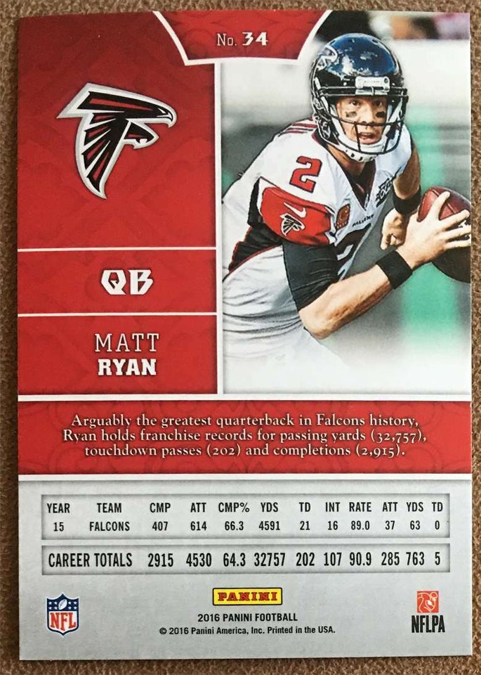 2016 Panini Knight's Templar Foil Matt Ryan Atlanta Falcons #34 | eBay