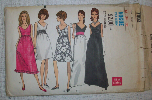 VOGUE Vintage 70s Sewing Pattern 7402 Sleeveless Evening Dress Size 12 ...