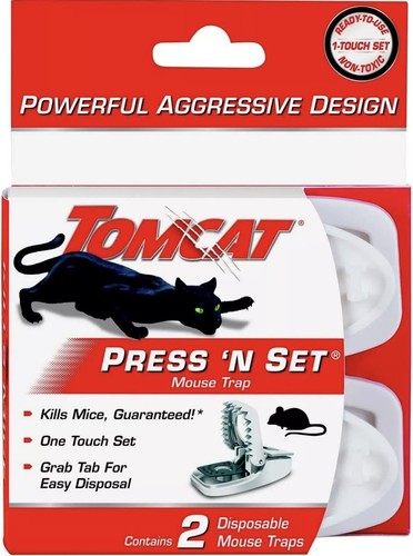 Tomcat 4 Pk Press 'N Set Mouse Trap Spring-Loaded For Indoor Outdoor | eBay