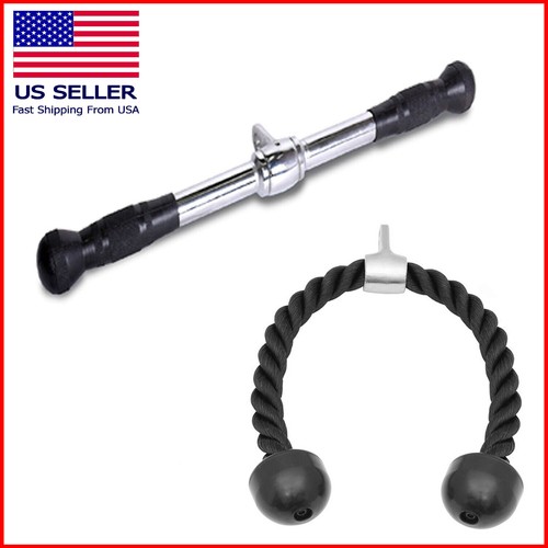 Fitness Tricep Rope Press Down Bar Rubber Stoppers Strength Machine ...