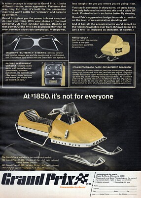 1970 Boatel Grand Prix Snowmobile Original Color Print Ad | eBay
