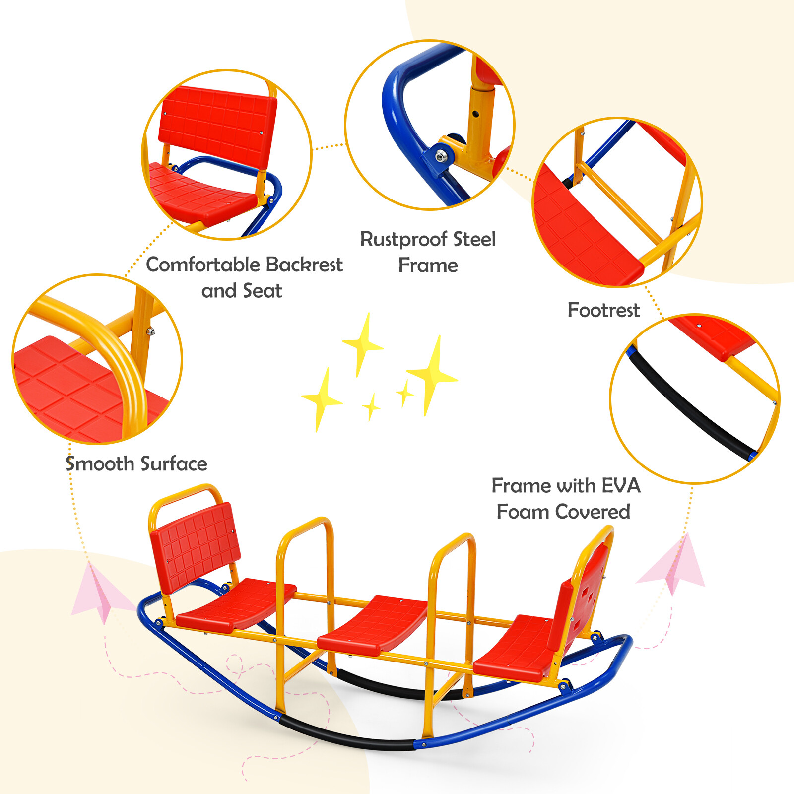 Costway Kids Teeter Totter Outdoor Teeter Totter Gift for Children Boys ...