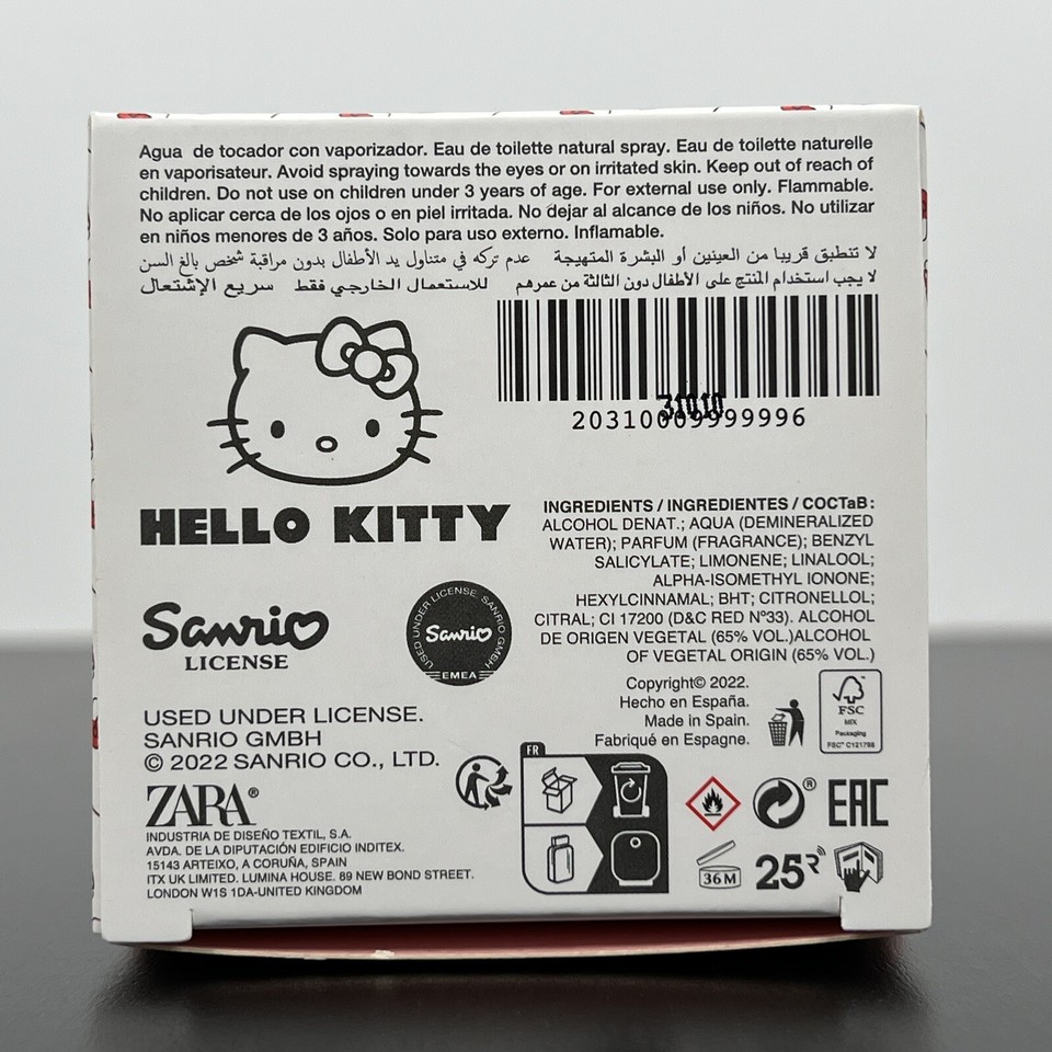 Zara HELLO KITTY Eau de Toilette EDT 1.69 fl oz / 50 ml Perfume Spray ...