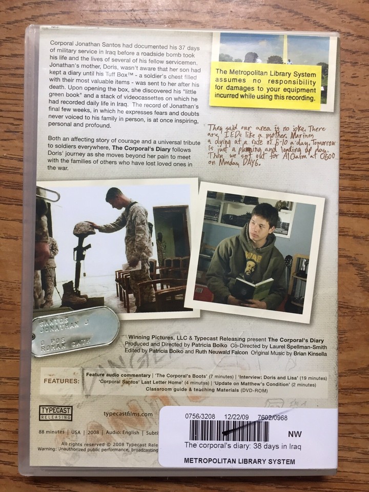 The Corporal’s Diary 38 Days In Iraq DVD Based On True Story Tested ...