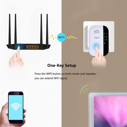 Powerful WiFi Range Extender Internet Booster Wireless Signal Repeater ...