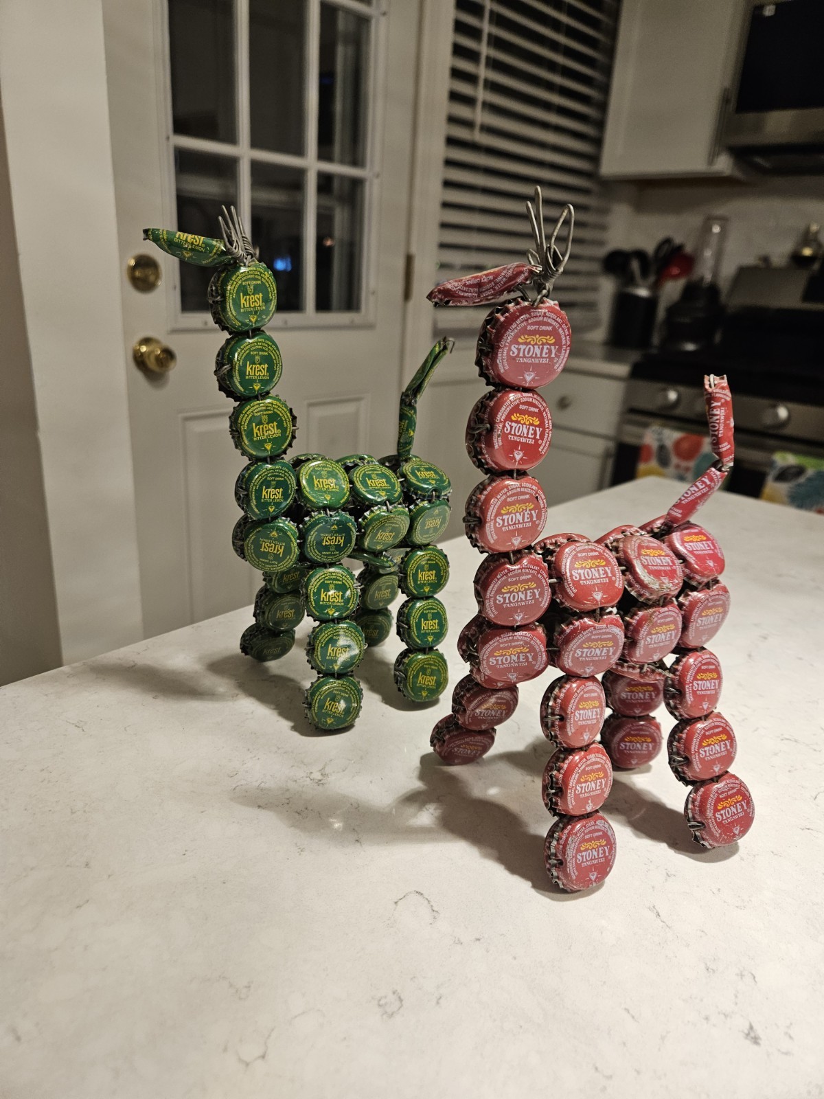 Stoney & Krest Handmade Bottle Cap Animal Sculptures, Soda Cap Art