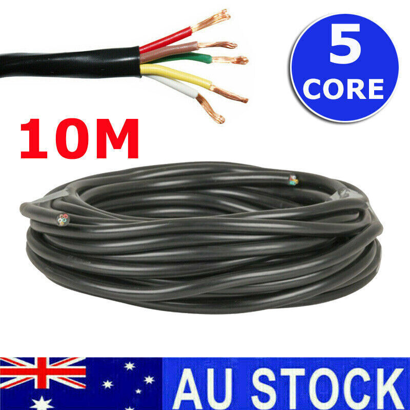5 Core Wire Cable 10M Trailer Cable Auto Boat Caravan Truck Coil PVC ...